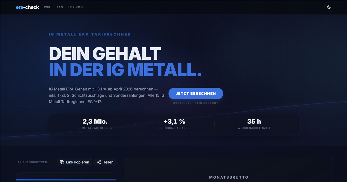 Metall Tarif Rechner